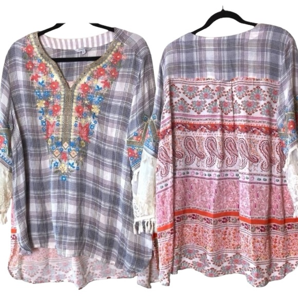 John Mark | Tops | John Mark Mix Media Tunic Top Size X | Poshmark